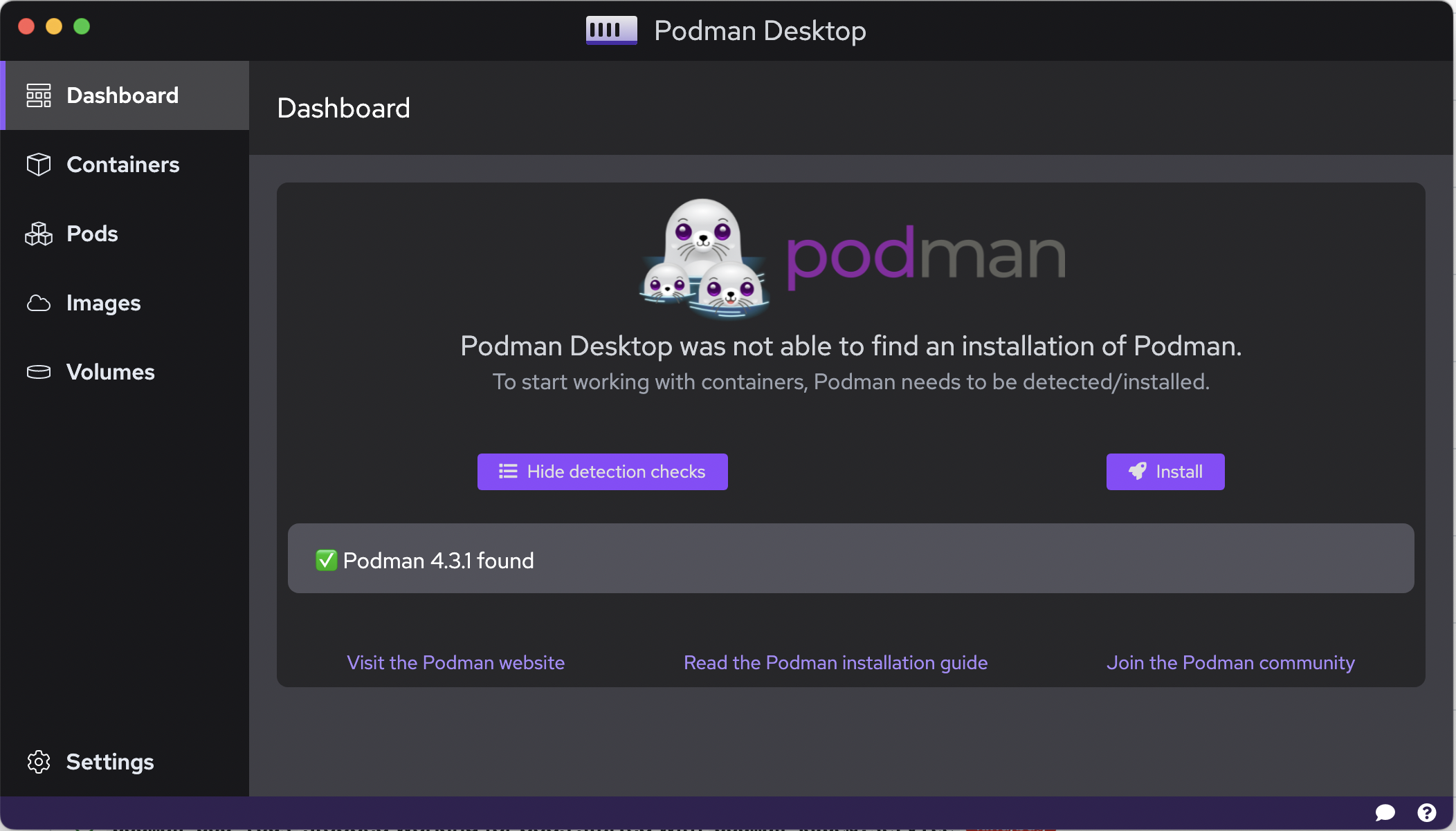 After installing, "Podman Desktop was not able to find an installation of Podman" · Issue #1485 ...