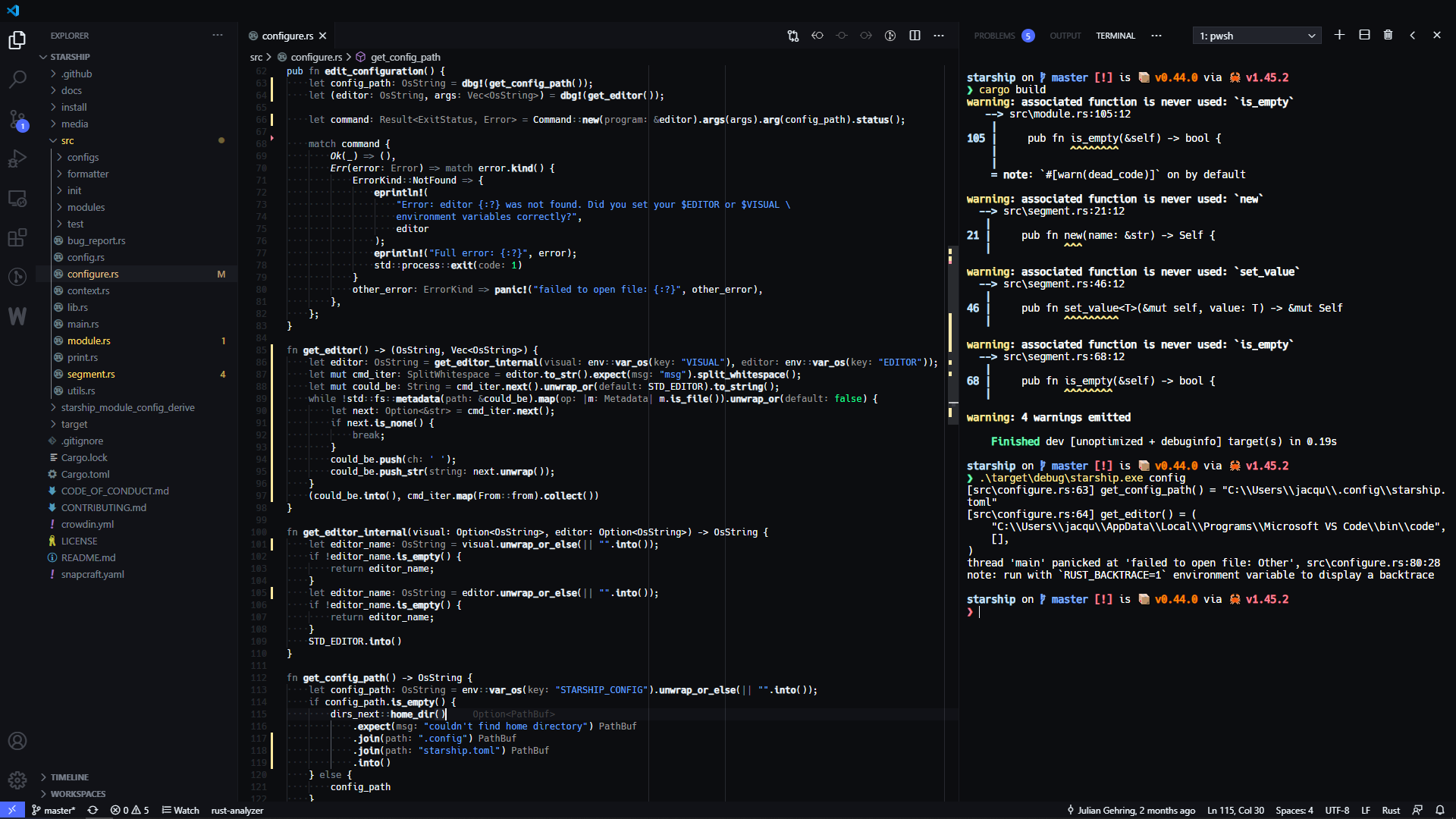 Can't open the $EDITOR when there are spaces in the path · Issue #1591 · starship/starship · GitHub