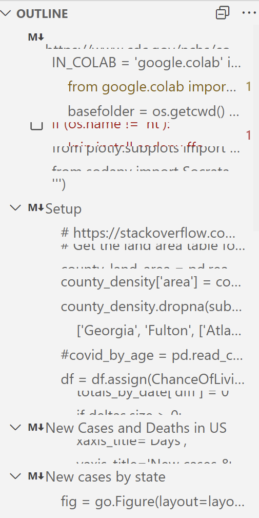 Notebook outline view is visibly broken and basically unusable when ...