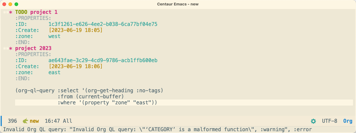 org-ql-query got error: \"‘CATEGORY’ is a malformed function\" · Issue #356 · alphapapa/org-ql ...