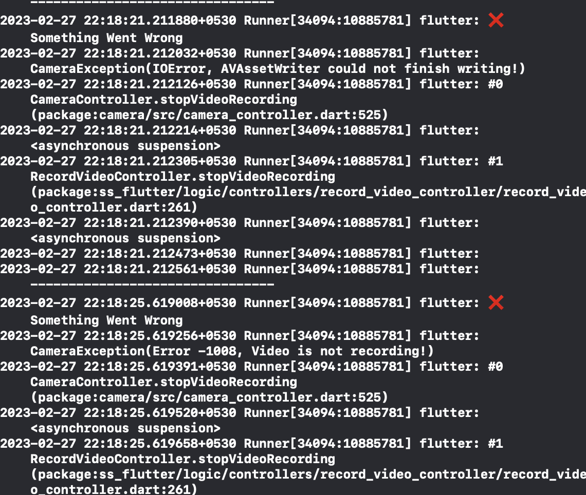 [camera][iOS] App throws `CameraException(IOError, AVAssetWriter could not finish writing ...