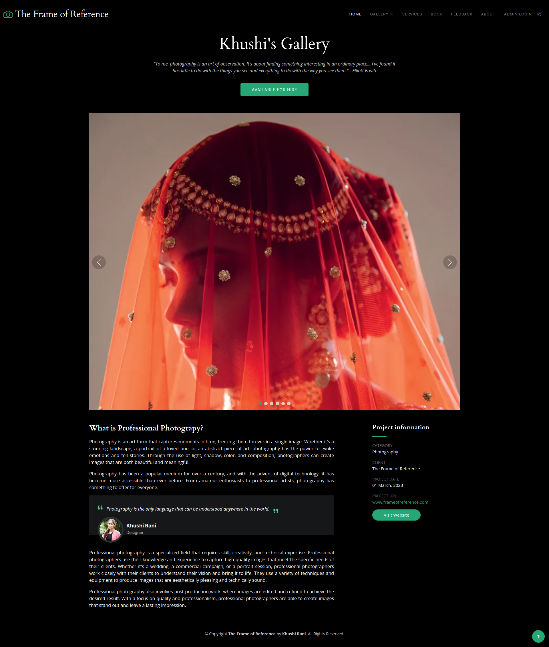 GitHub - khuhshii/The-Frame-of-Reference-photographers-portfolio: Front-end: HTML,CSS ; Back-end ...