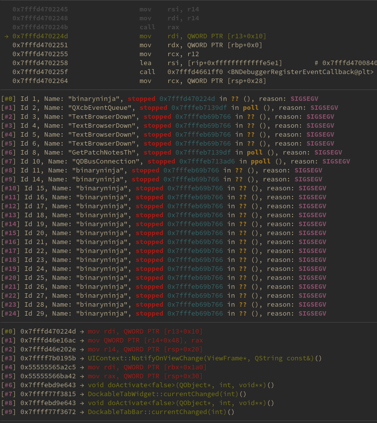 Segmentation Fault when opening a bndb file after a debugger session was launched · Issue #431 ...