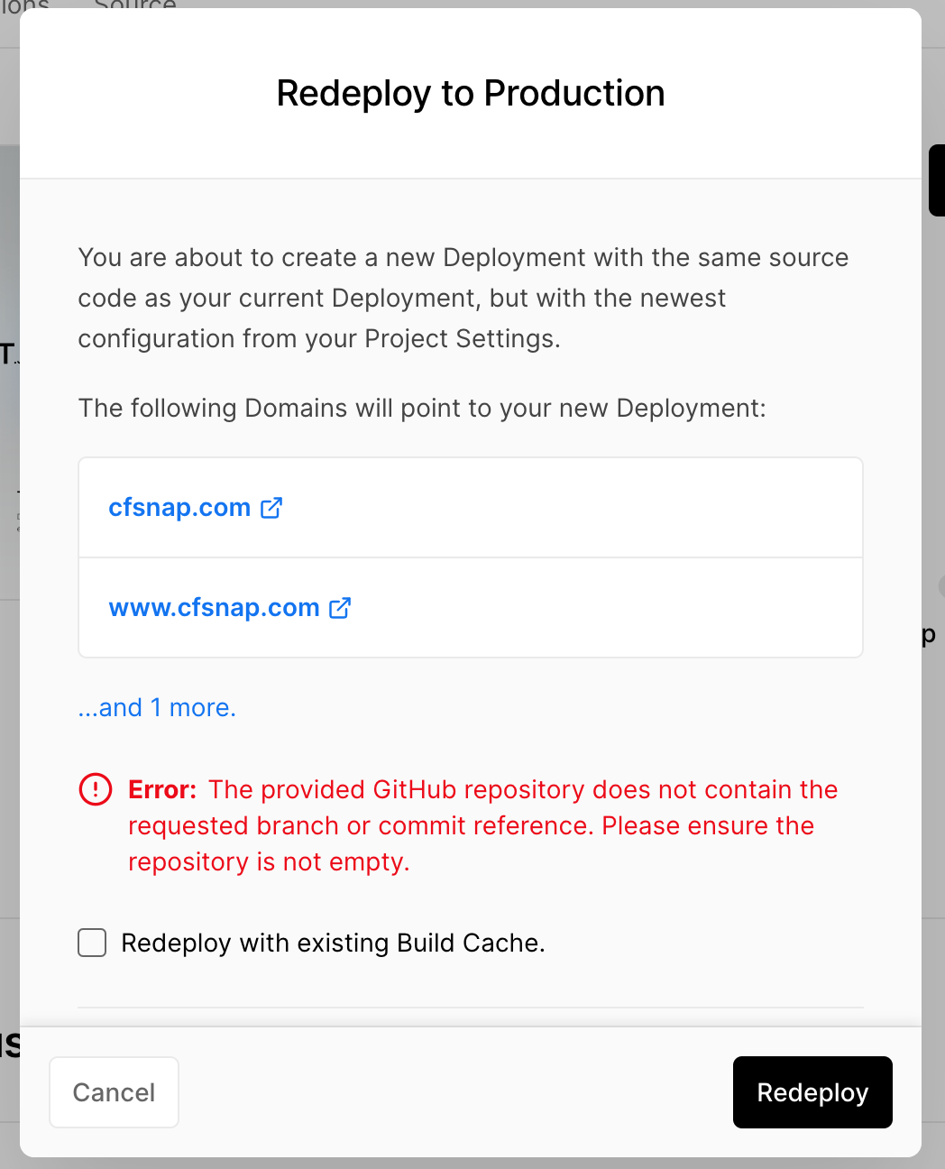 Connected Git Repository Not Updating · Vercel Community · Discussion 1916 · Github