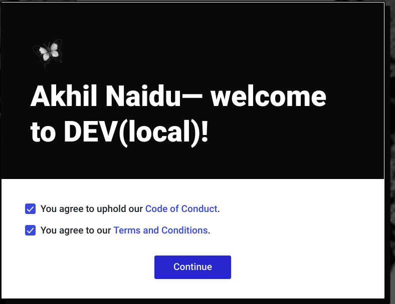 Continue Button on "Onboarding Welcome Message" is not working · Issue #9195 · forem/forem · GitHub