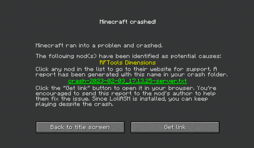 can't create a singleplayer world · Issue #429 · McJtyMods/RFToolsDimensions · GitHub