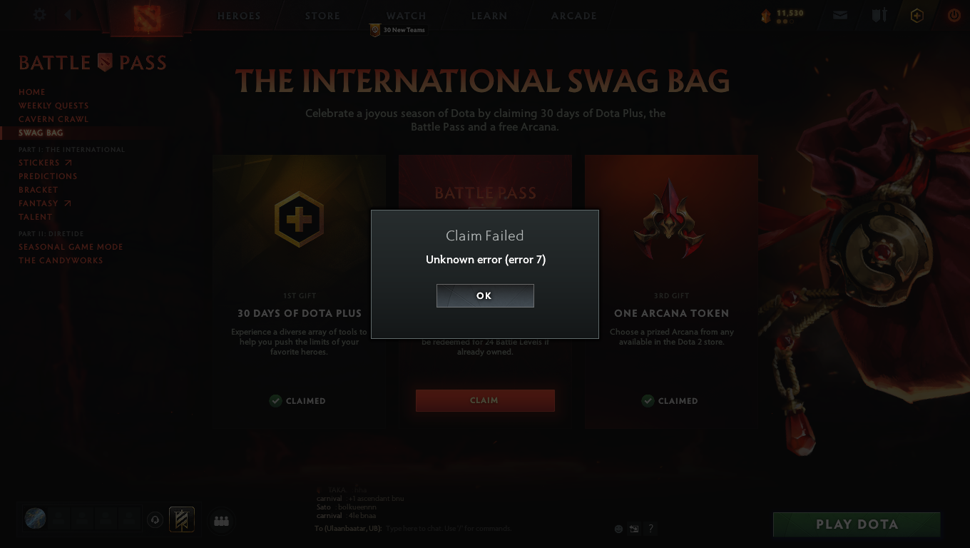 Cannot claim battle pass · Issue #4405 · ValveSoftware/Dota2-Gameplay · GitHub
