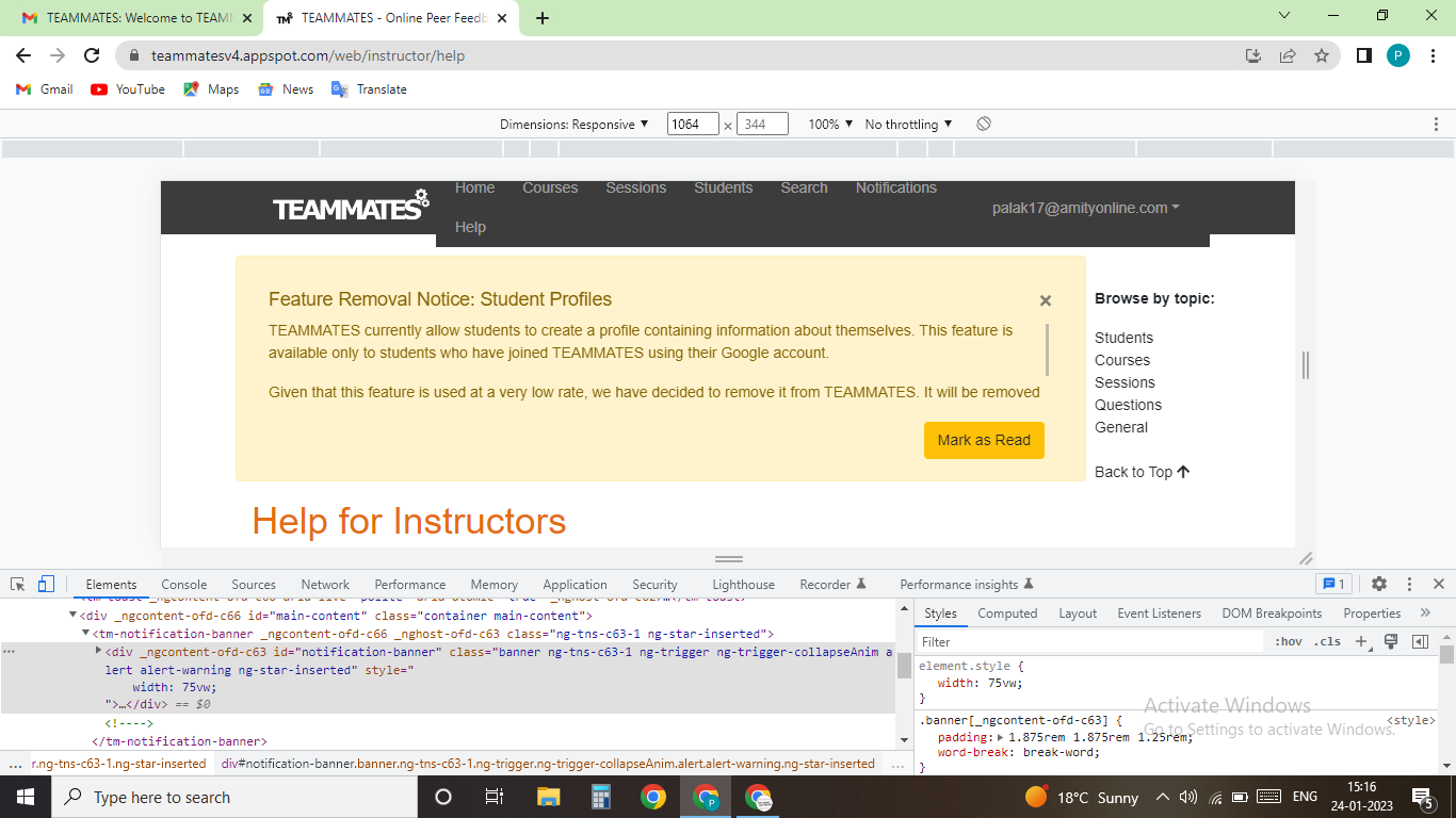 Notifications box overlaps with the page menu in the instructor help page · Issue #12010 ...