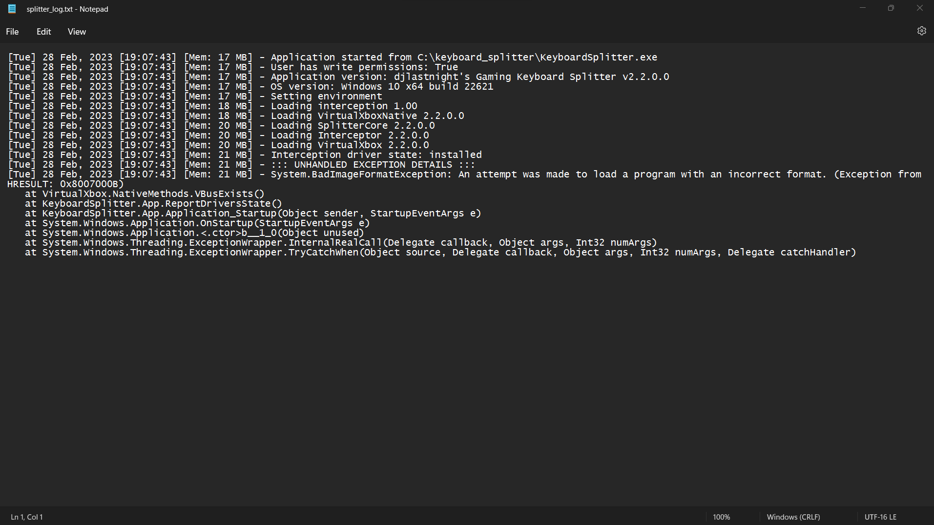 Unexpected crash app · Issue #159 · djlastnight/KeyboardSplitterXbox · GitHub