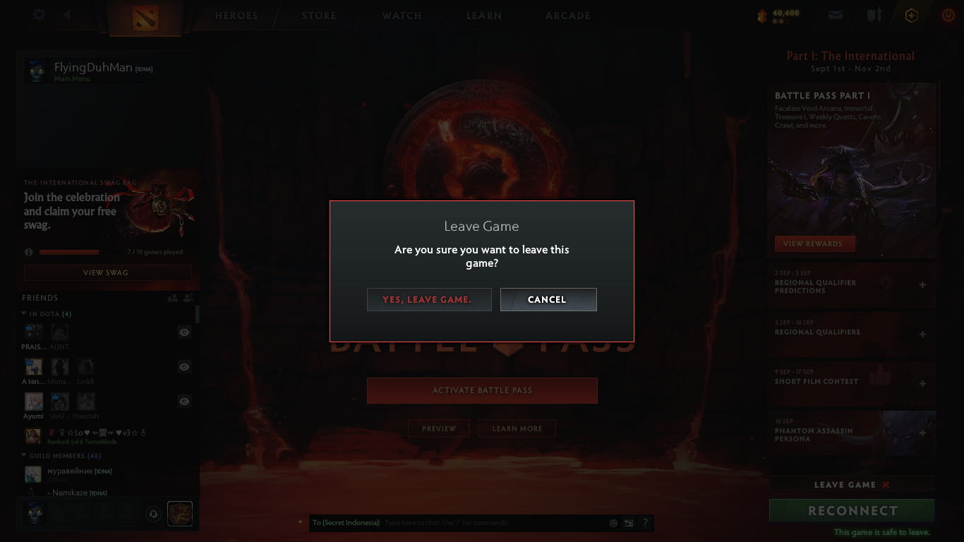 Cant Queue After Finished A Game 2 Button Reconnect And Leave Game But Both Doesnt Works 2542