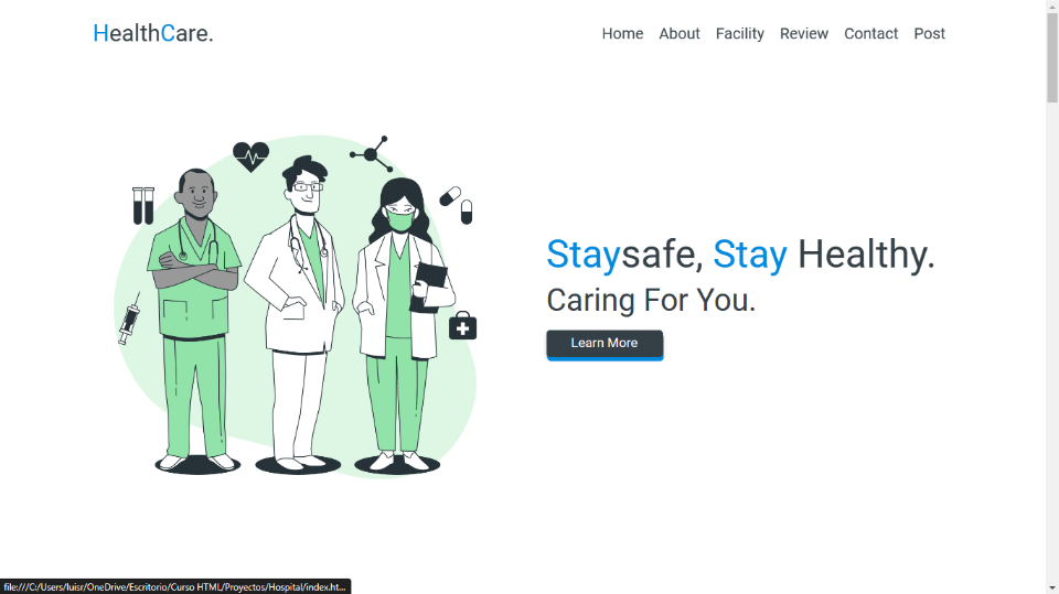 GitHub - LuisRon27/Hospital-website: Front-end development of a Hospital website Using ...