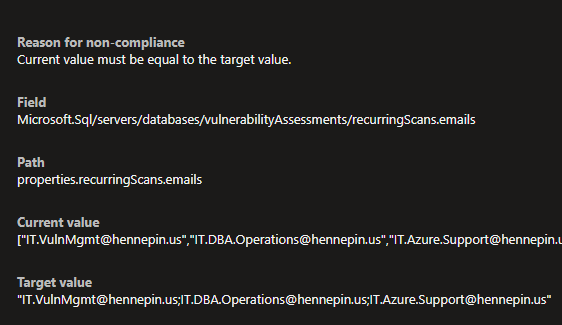 Bug Report Custom Policy Deploy Sql Vulnerabilityassessments Does Not Remediate Correctly 2176