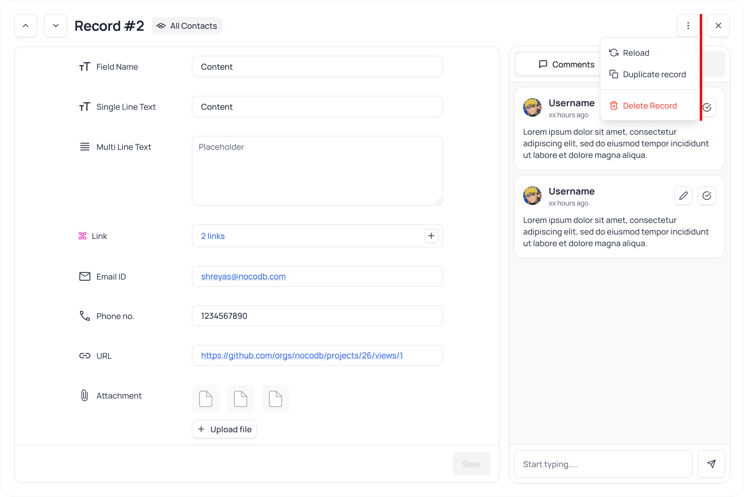 Expanded Record Ui Ux Issues · Issue 6506 · Nocodb Nocodb · Github