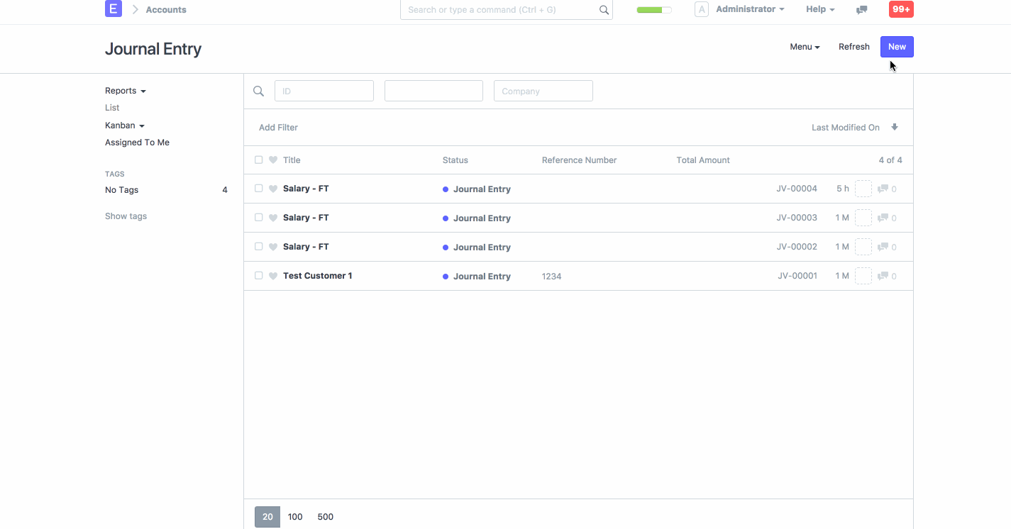 Clicking on "New Account" should automatically take to chart of ...