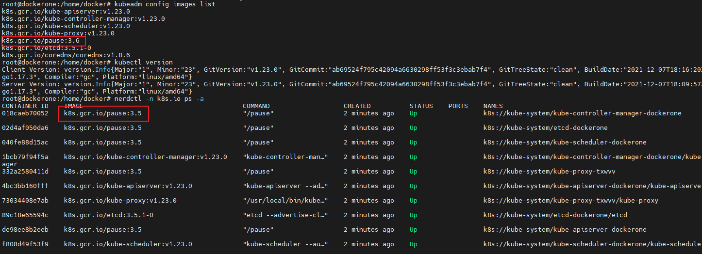 After upgrading to v1.23.0, the pause container still uses 3.5, kubeadm ...
