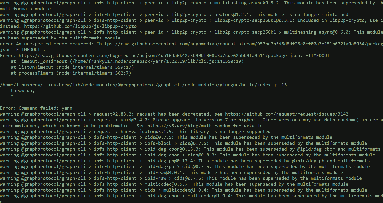 Lesson 15 Error during initialization of subgraph using Graph protocol · smartcontractkit full ...