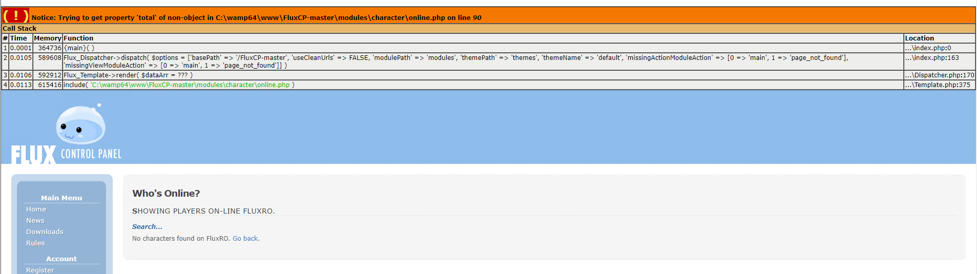 Who's Online don't work · Issue #335 · rathena/FluxCP · GitHub