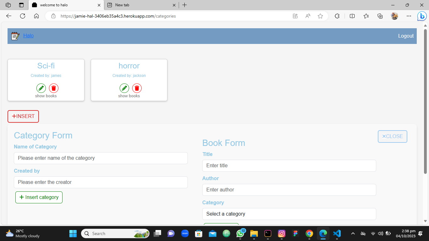 GitHub - Craigryy/halo: A book inventory web app that uses React.js, flask micro framework and ...