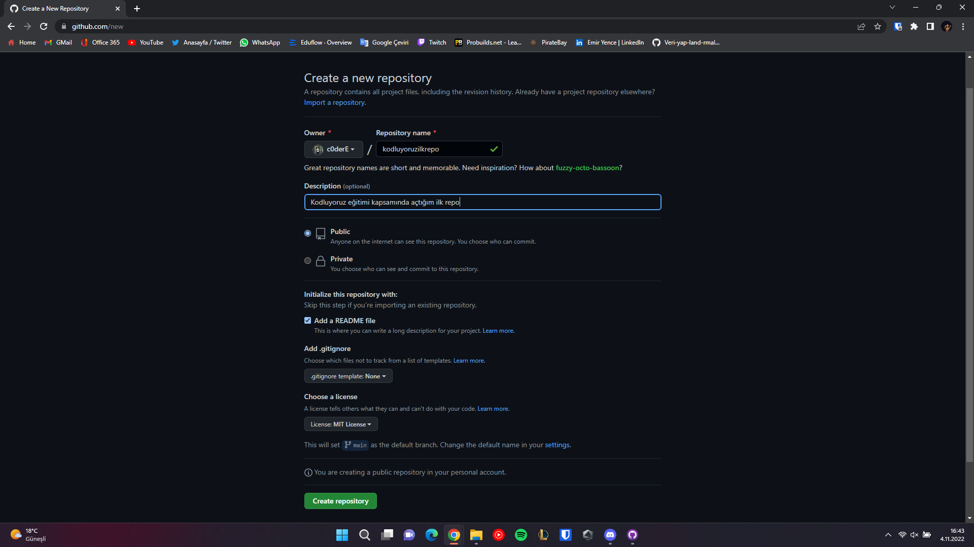 Github Emiryence Kodluyoruzilkrepo Kodluyoruz Eğitimi Kapsamında