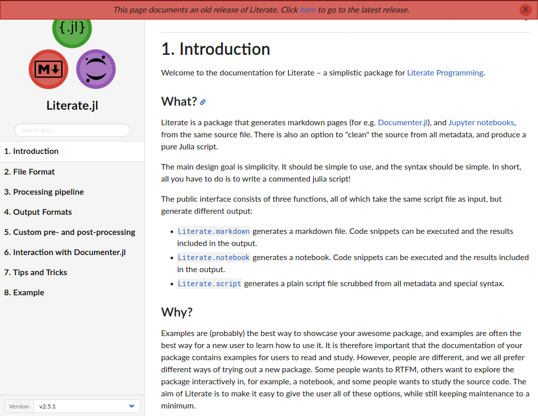 Add "this version is outdated" notice to versions other than latest ...