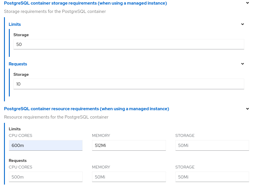 Split postgres resource and storage values into different vars by rooftopcellist · Pull Request ...
