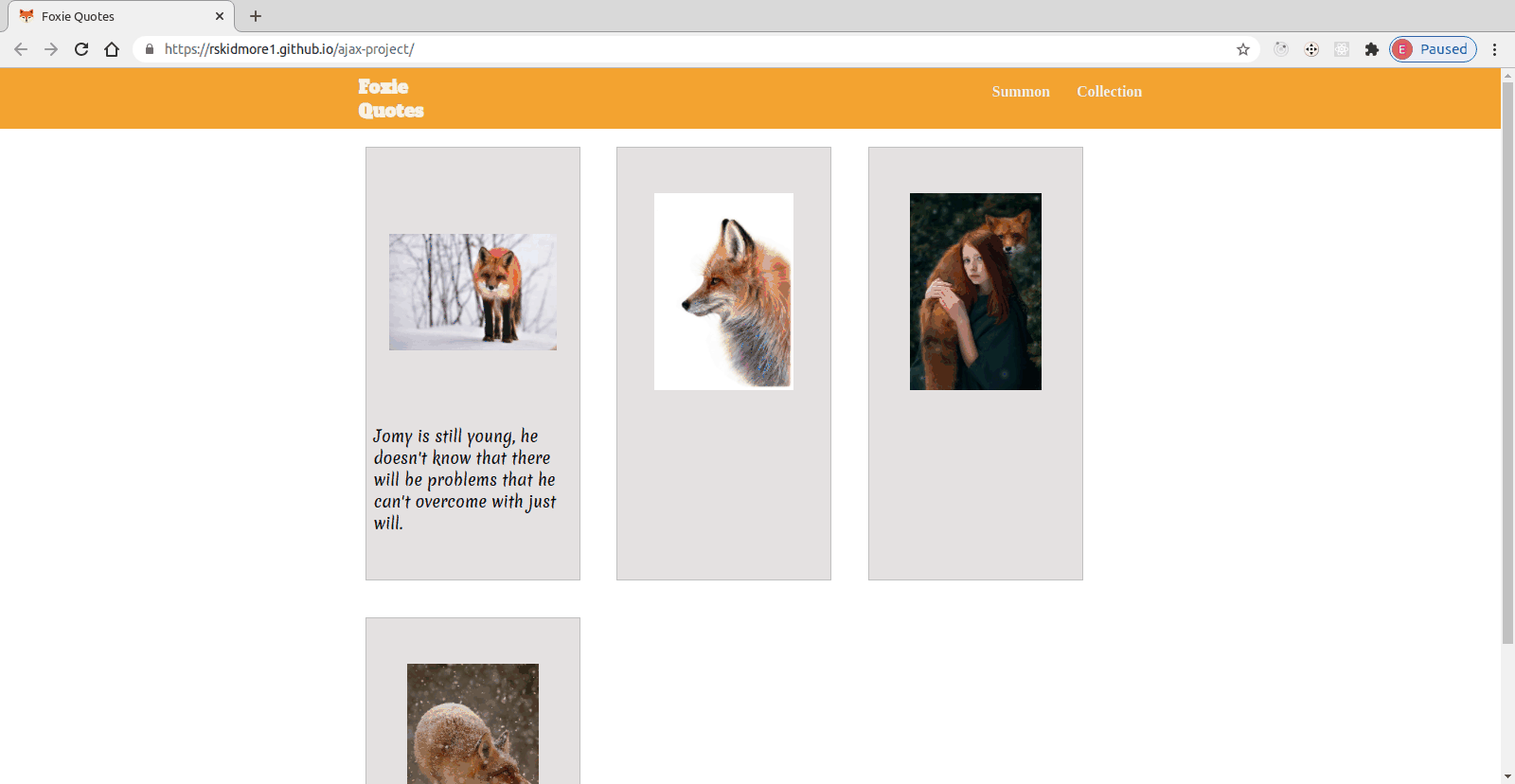 GitHub - rskidmore1/foxie-quotes: A single-page web application for ...