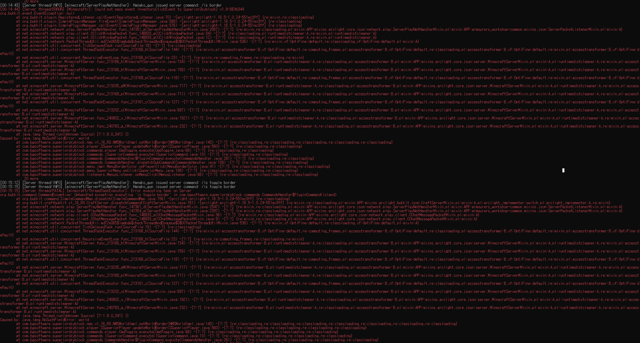 SuperiorSkyblock2 plugin Border Creation Problem · Issue #793 · IzzelAliz/Arclight · GitHub