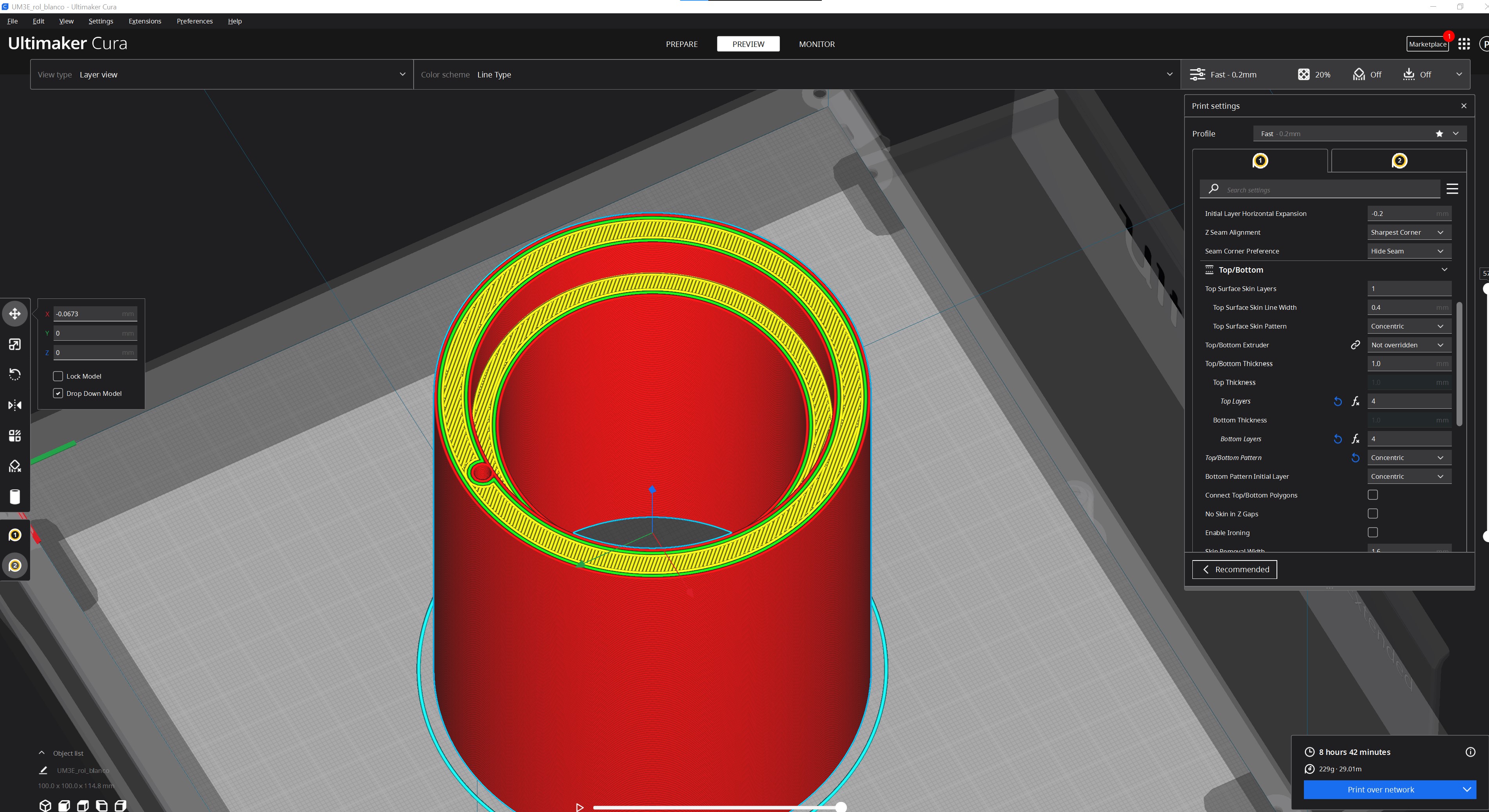 Concentric top and bottom does not work for extruder 2 on UM3extended ...