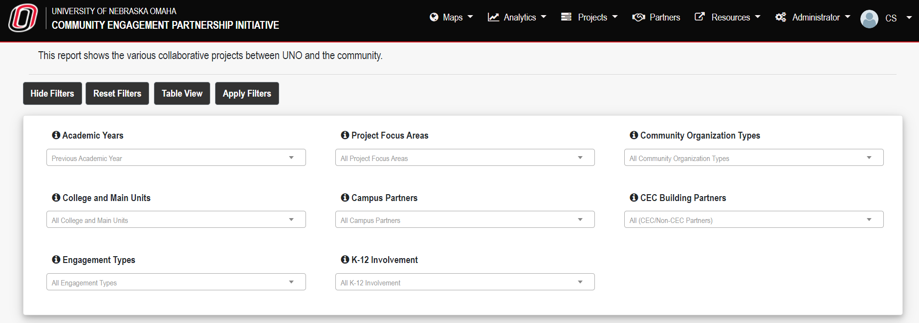 Projects Report for Public User - Clicking Reset filter leads to login form · Issue #2333 · uno ...
