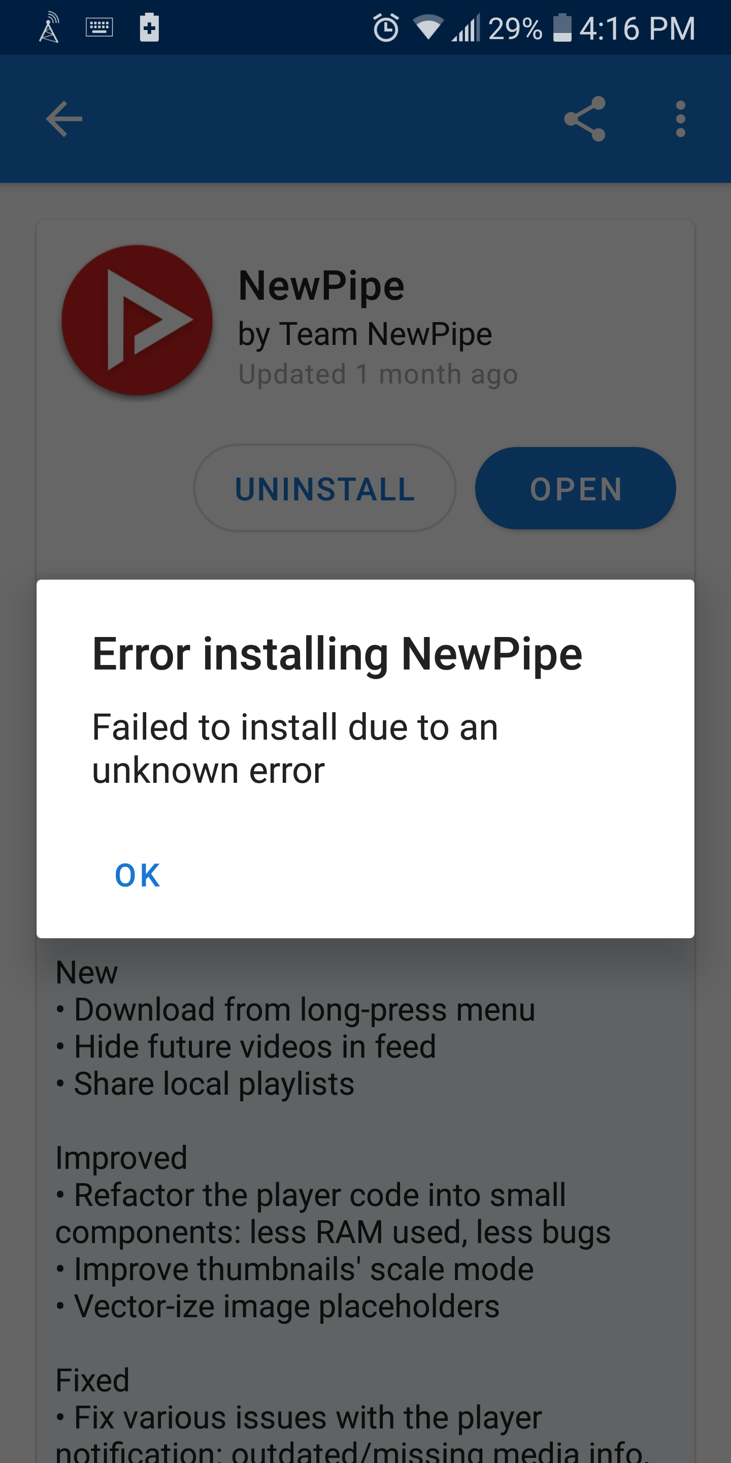 Can't downgrade v0.24.0 to v0.23.x (using F-Droid v1.15.2) · Issue #9252 · TeamNewPipe/NewPipe ...
