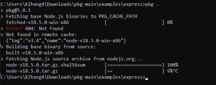 Failed to specify local node.js cache · Issue #1988 · vercel/pkg · GitHub