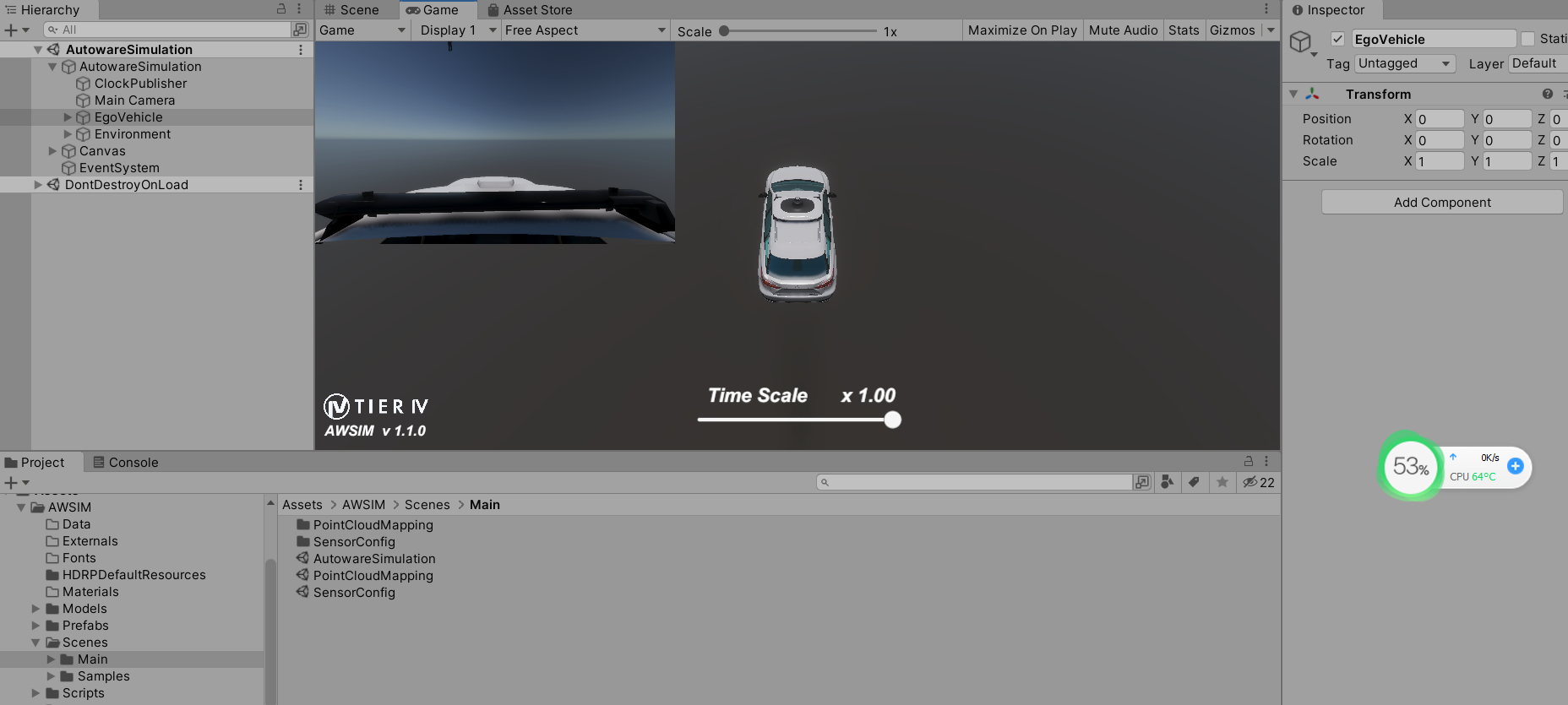 The vehicle is in free fall · Issue #86 · tier4/AWSIM · GitHub