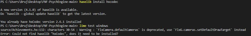 Can't compile the game · Issue #12356 · ShadowMario/FNF-PsychEngine · GitHub