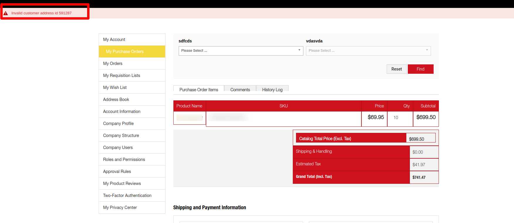 B2B module in ECE - Purchase order module - Company admin not able to place the order. · Issue ...