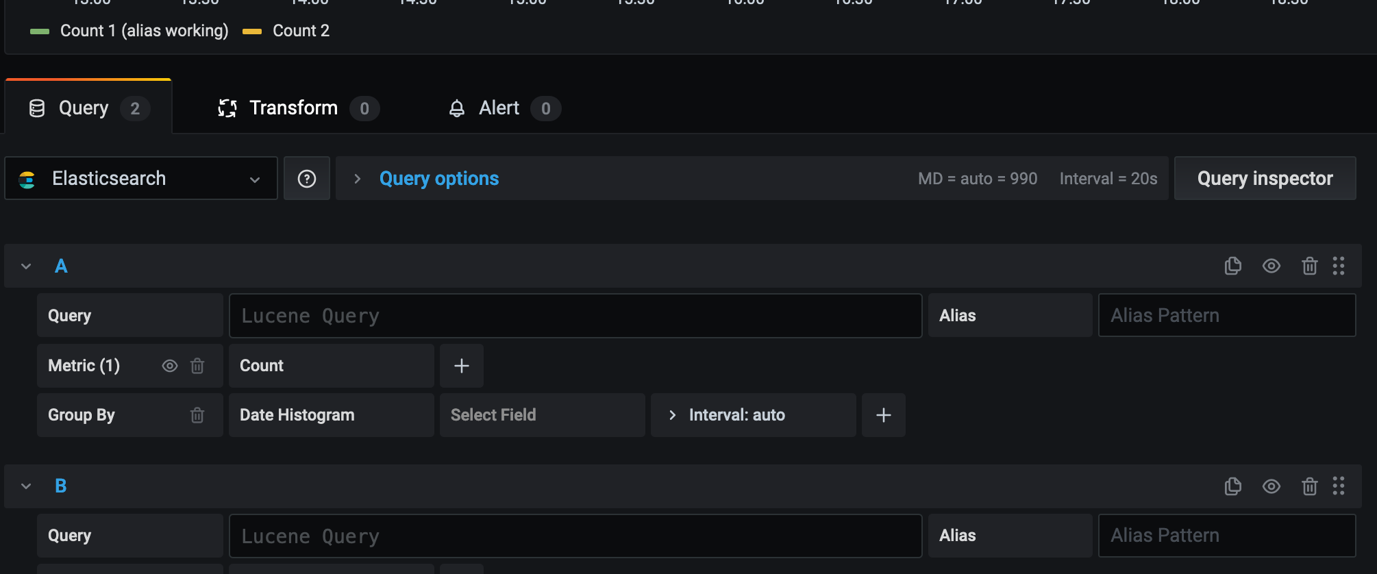 Multiple Queries & metrics as count 1, count 2 not working as expected after 7.4 upgrade ...