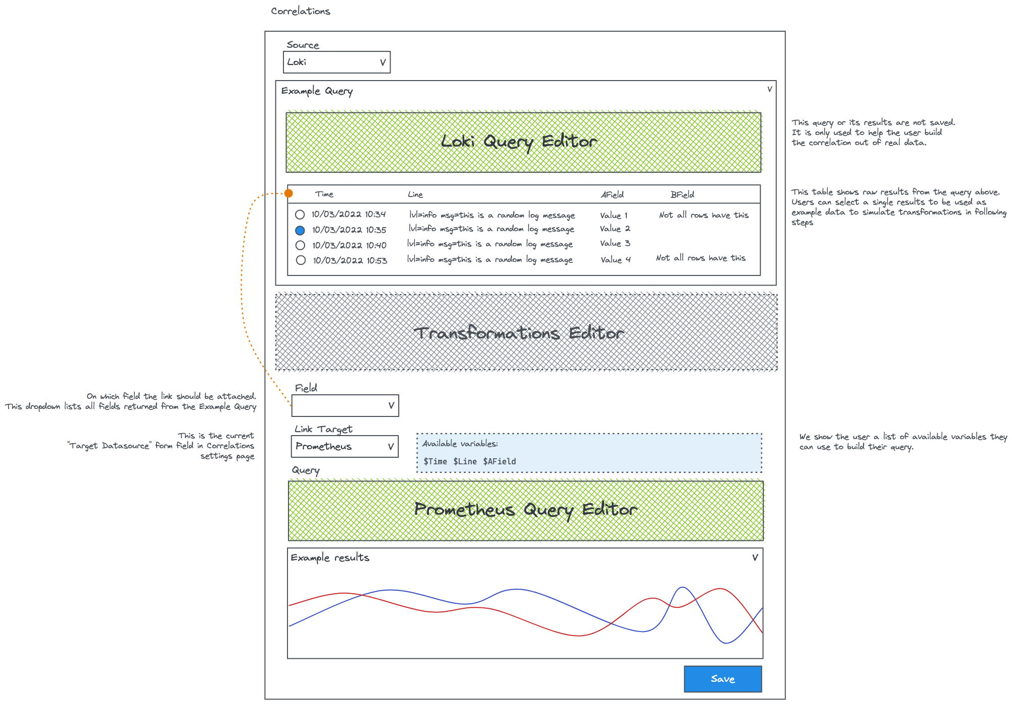 Glue: UX for Correlation Editor · Issue #55371 · grafana/grafana · GitHub