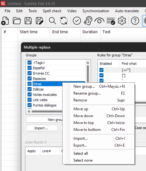 [Feature Request] Option to select all/none in the 'Groups' section of the 'Multiple Replace ...