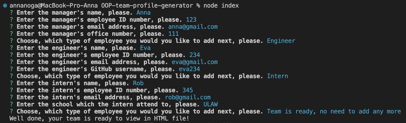 GitHub - mrsannanoga/OOP-team-profile-generator GitHub - mrsannanoga/OOP-team-profile-generator