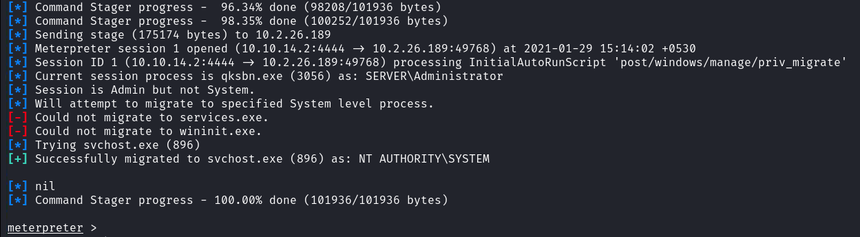Rogue nil before meterpreter shell starts · Issue #14678 · rapid7/metasploit-framework · GitHub