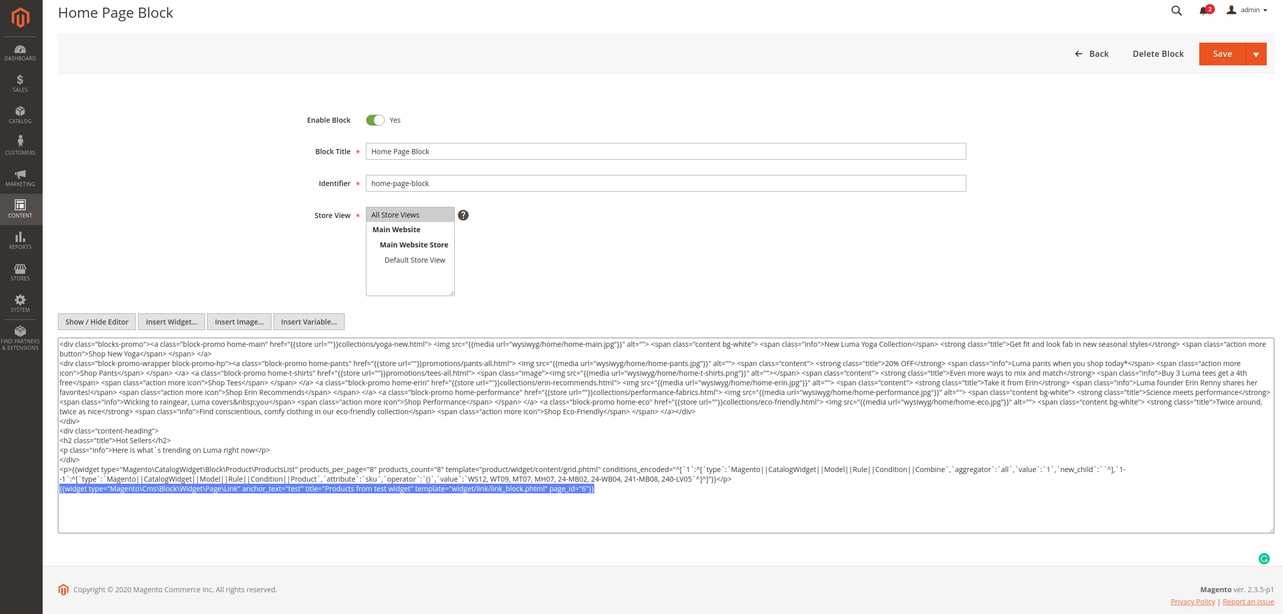 Cannot insert widgets in CMS page or static block · Issue #29005 · magento/magento2 · GitHub