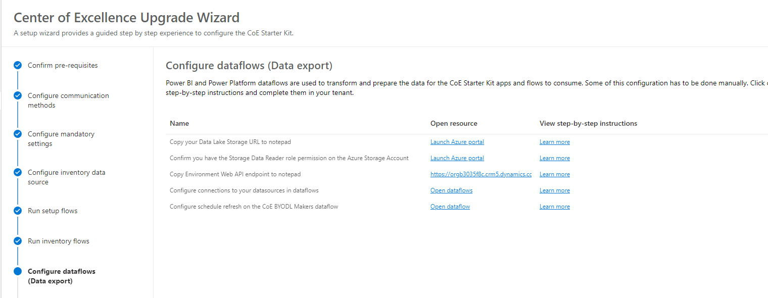 [CoE Starter Kit - QUESTION] Configure Dataflows (Data Export) · Issue #6345 · microsoft/coe ...