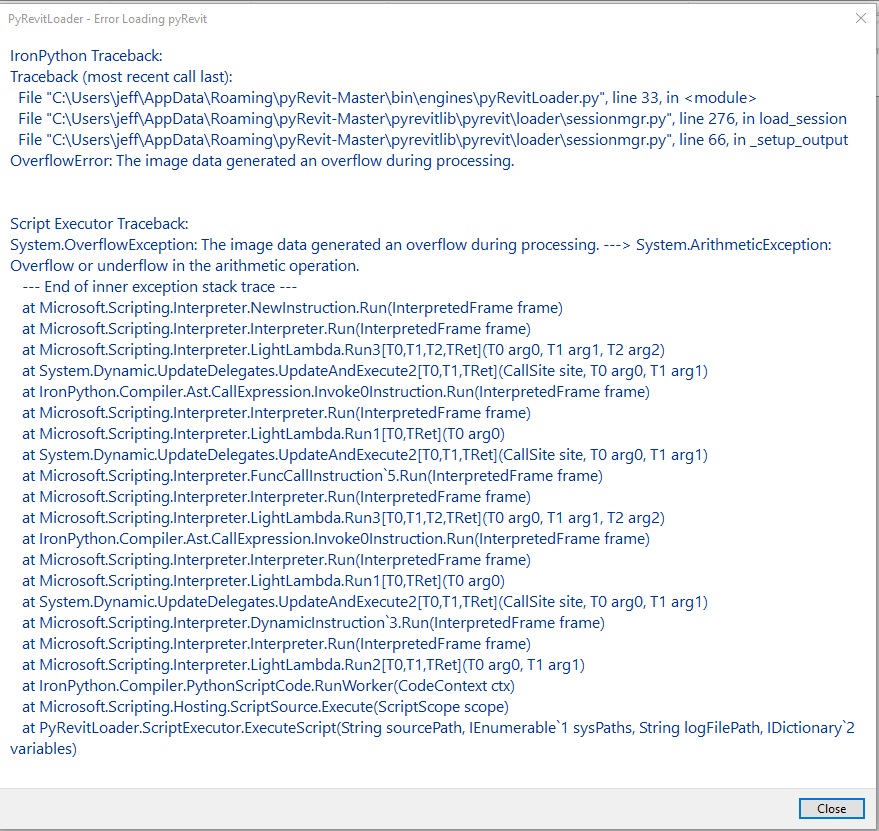 PyRevitLoader - Error Loading pyRevit · Issue #1649 · pyrevitlabs/pyRevit · GitHub