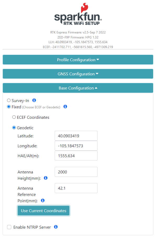 Automatically populate Base Fix ECEF after Survey-In · Issue #302 · sparkfun/SparkFun_RTK ...