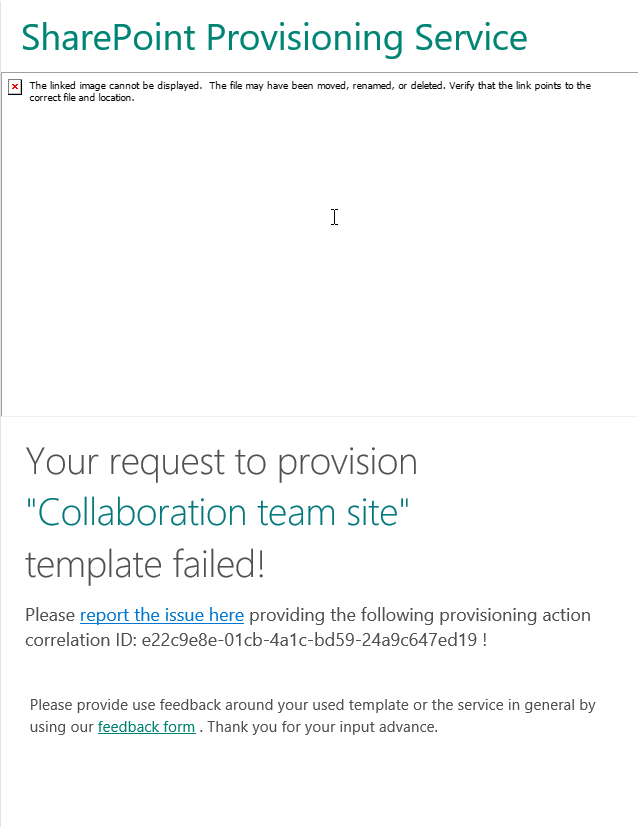 Provisioning failed · Issue #569 · SharePoint/sp-provisioning-service · GitHub