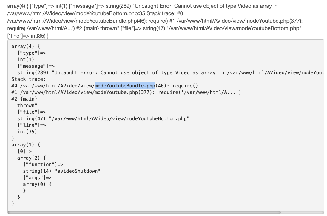 Strange crash on video page · Issue #7425 · WWBN/AVideo · GitHub