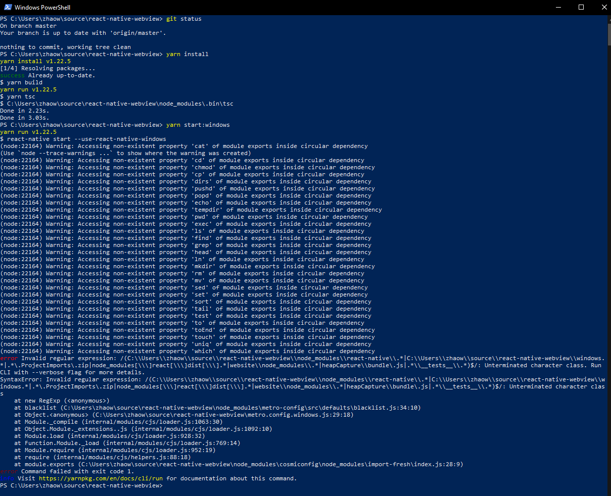 Unable To Test Within React Native View On Windows · Issue 1822 · React Native Webviewreact 9404
