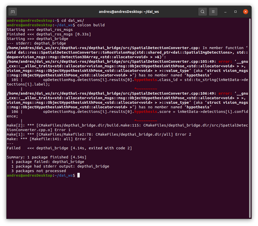 Ros2 Foxy Colcon Build Error · Issue 225 · Luxonisdepthai Ros · Github