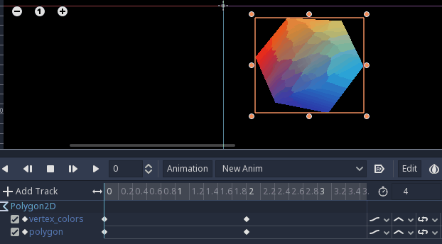 "Curve-step" frame interpolating in AnimationPlayer not working in Polygon2D vertex colors ...