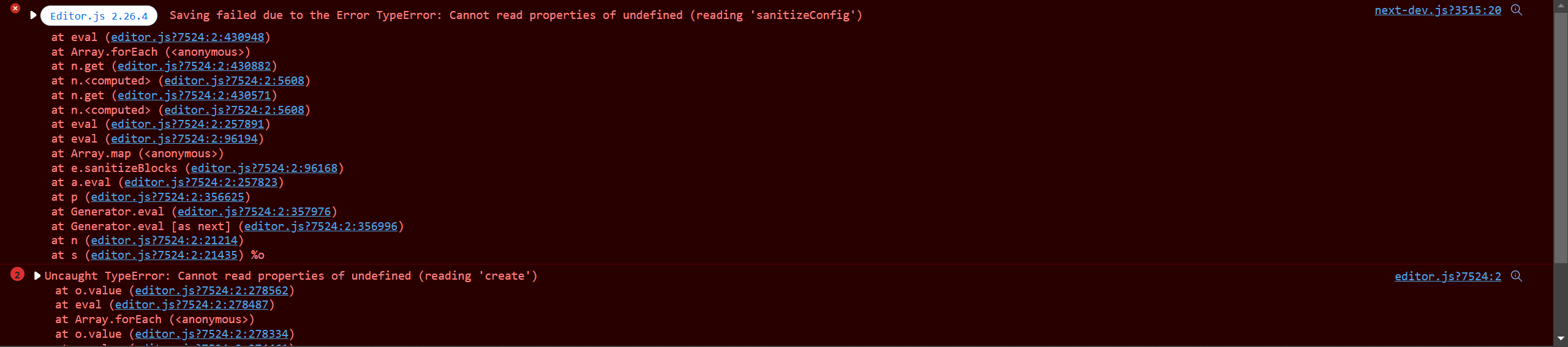 Cannot read properties of undefined error · Issue #2275 · codex-team/editor.js · GitHub