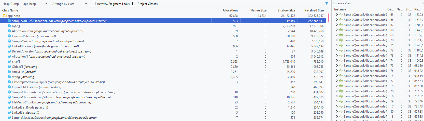 Possible memory leak in SampleQueue · Issue #7870 · google/ExoPlayer · GitHub